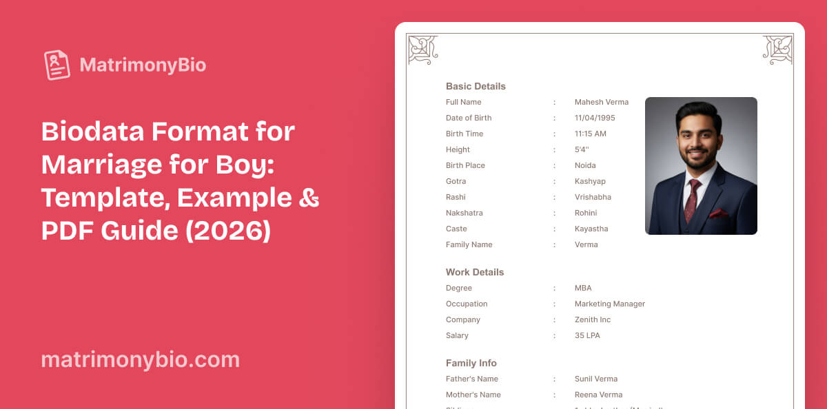 Biodata Format for Marriage for Boy (2026): Template, Example & PDF ...