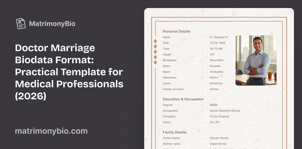 Doctor Marriage Biodata Format and Template (2026) | MatrimonyBio