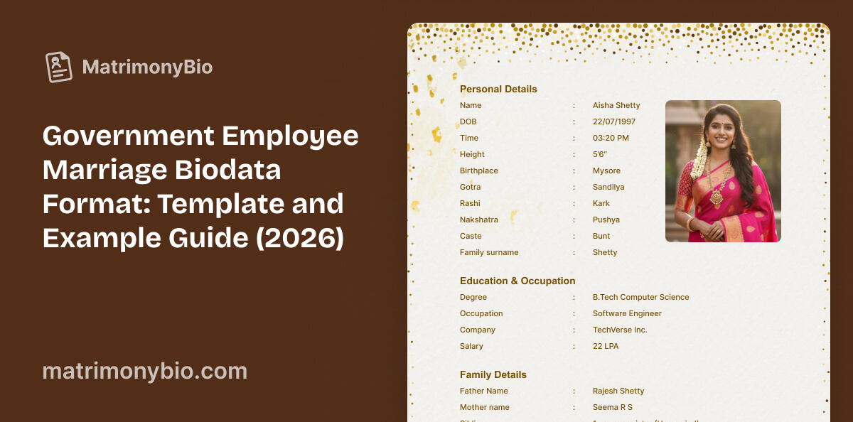 Government Employee Marriage Biodata Format: Template and Example Guide ...