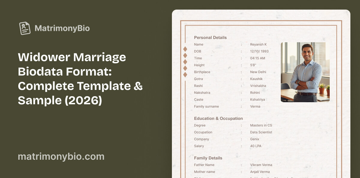 Widower Marriage Biodata Format: Complete Template & Sample (2026 ...