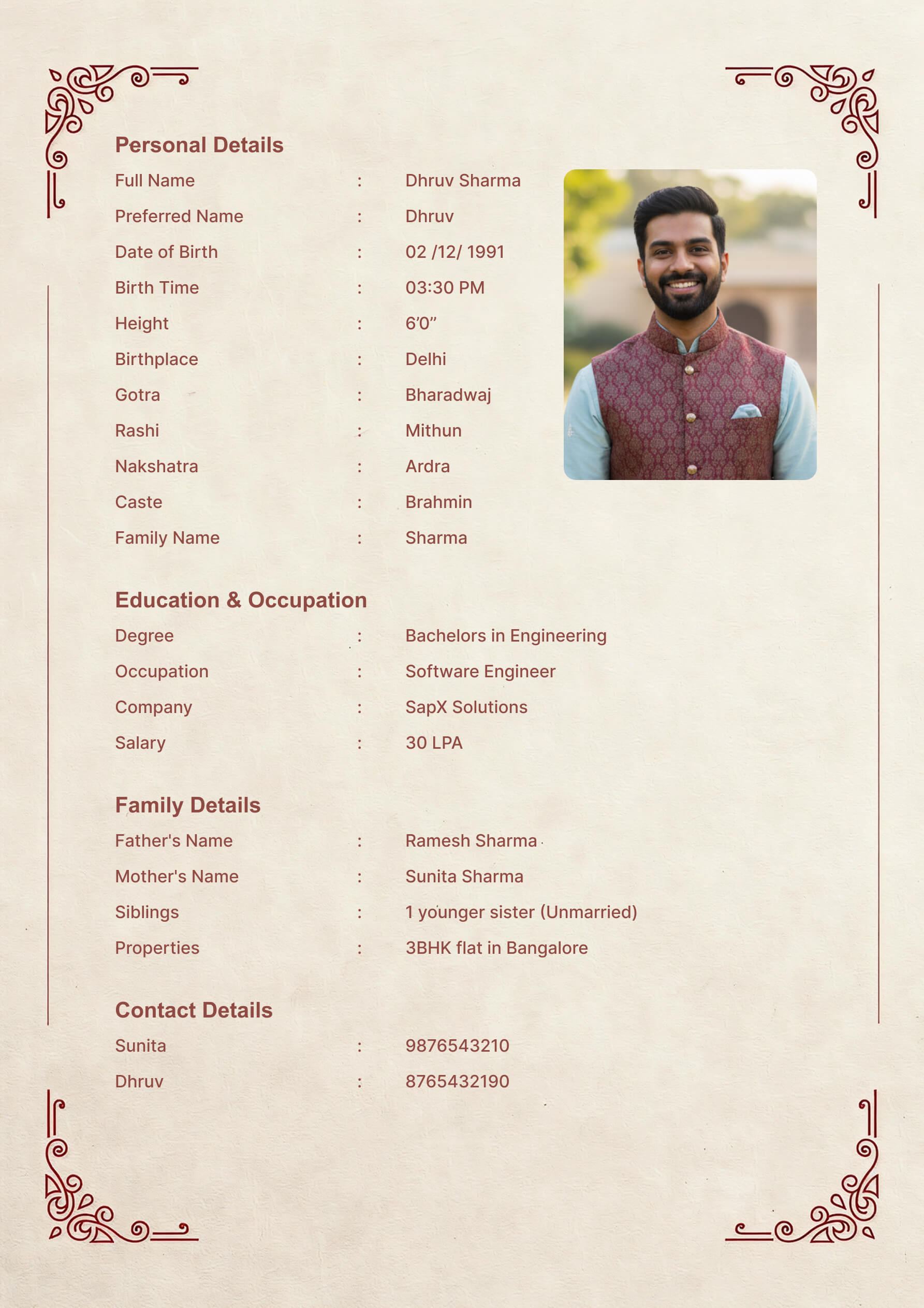 Indian Matrimony Biodata Creator | MatrimonyBio