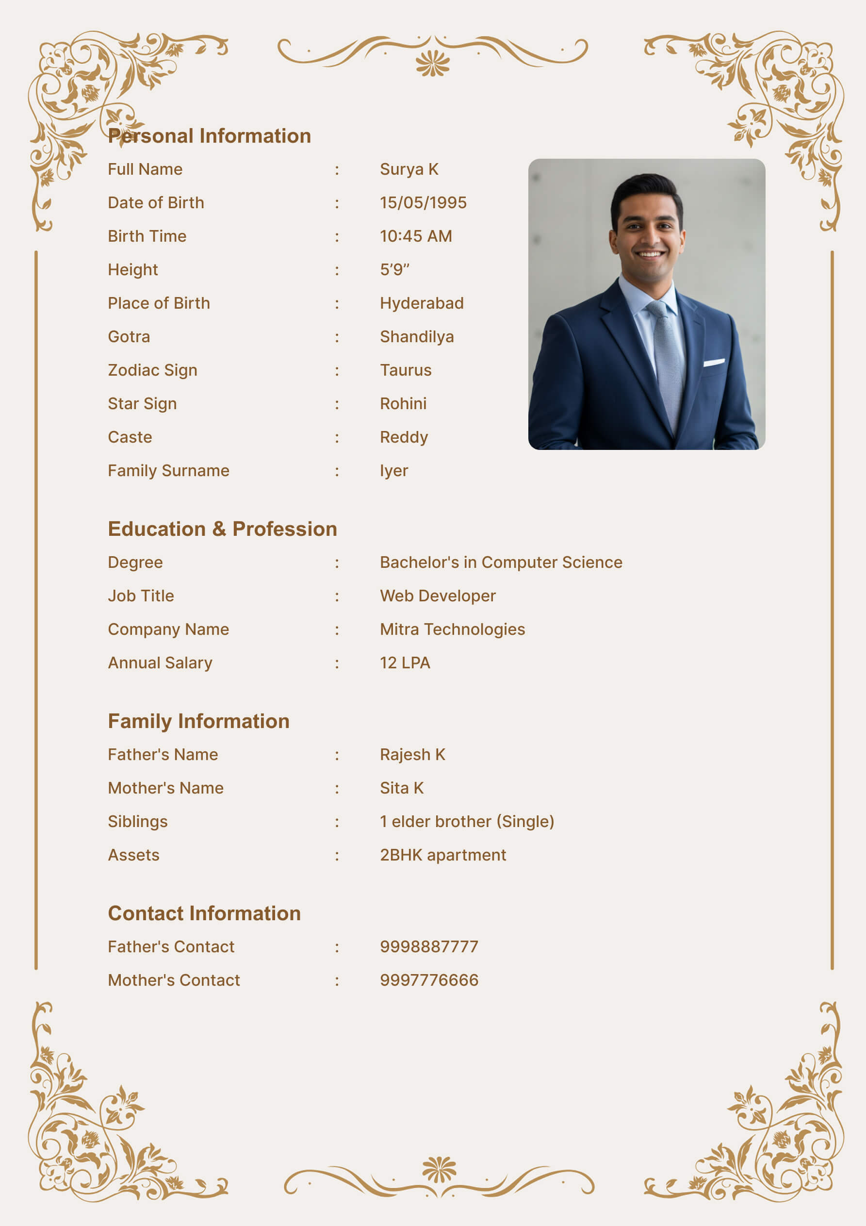Indian Matrimony Biodata Creator | MatrimonyBio