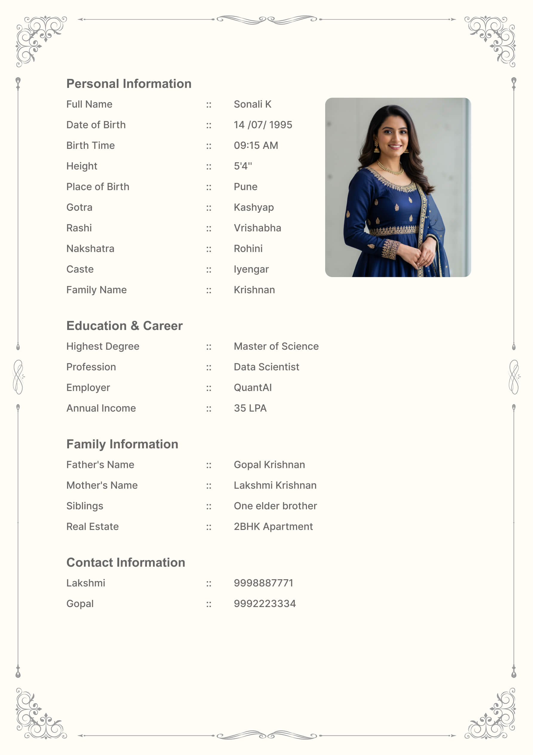 Indian Matrimony Biodata Creator | MatrimonyBio